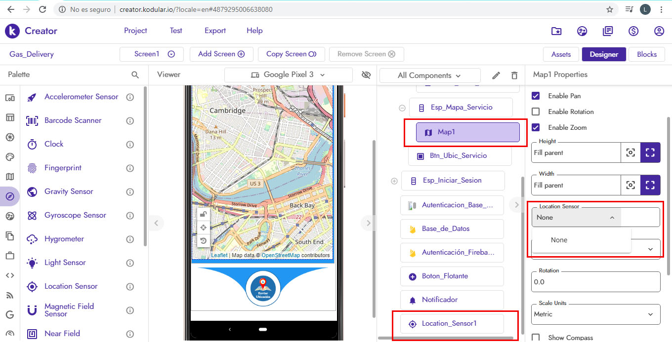 I can't assign a location sensor to the map - Discuss - Kodular Community