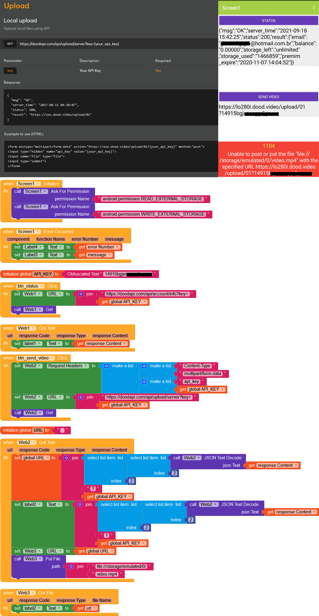 Error 1104 - upload video on API dood stream - Discuss - Kodular Community