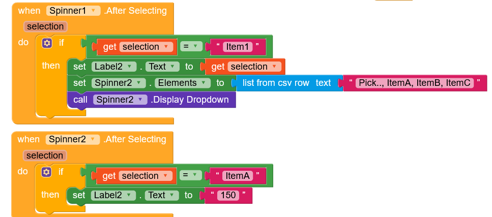 How to connect the spinner to another spinner? and paste the value of ...