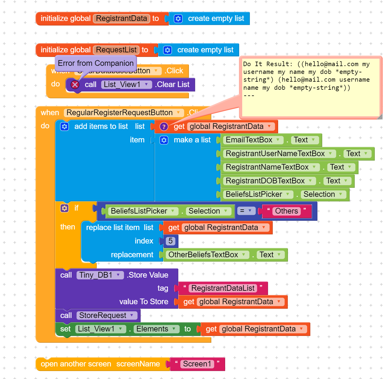 Why can I not clear list of TinyDB? - Discuss - Kodular Community