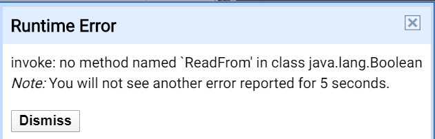 "invoke: no method named `ReadFrom' in class java.lang.Boolean" Runtime ...