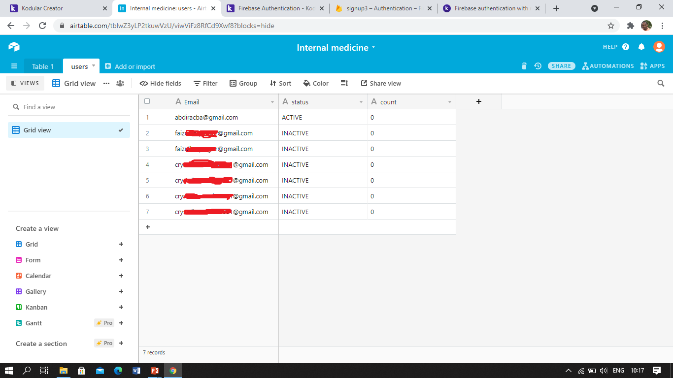 Firebase authentication with multiple data recording error in Airtable - Discuss - Kodular Community