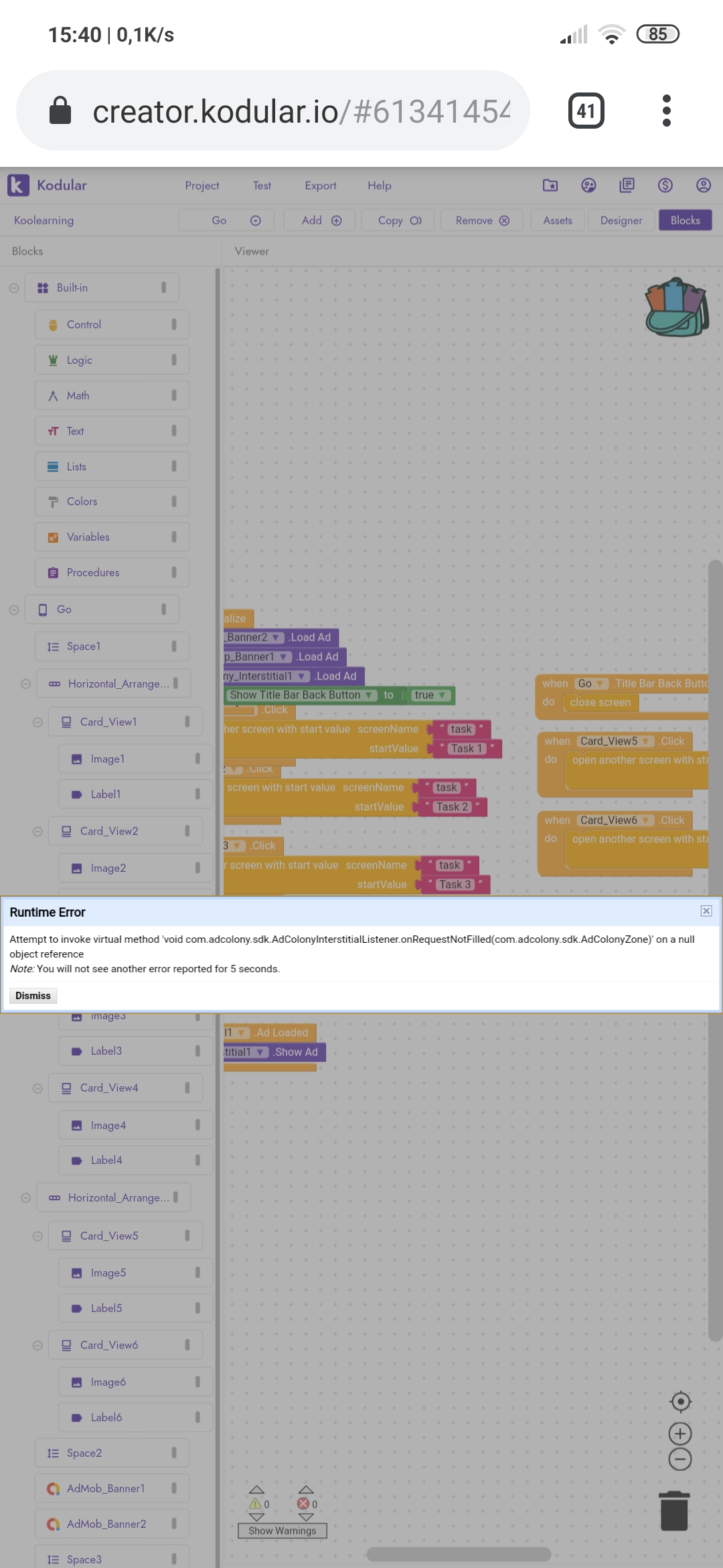 Adcolony Ads Error - Ads - Kodular Community
