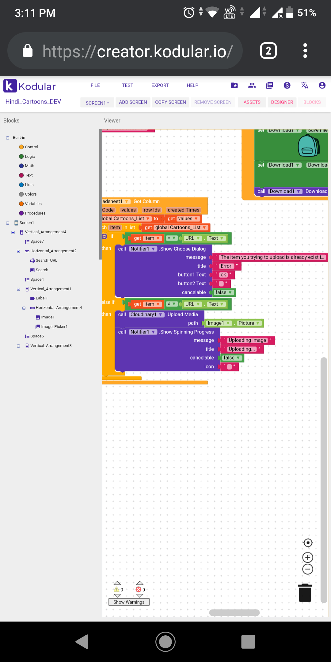 Cloudnary database image upload problem - Discuss - Kodular Community