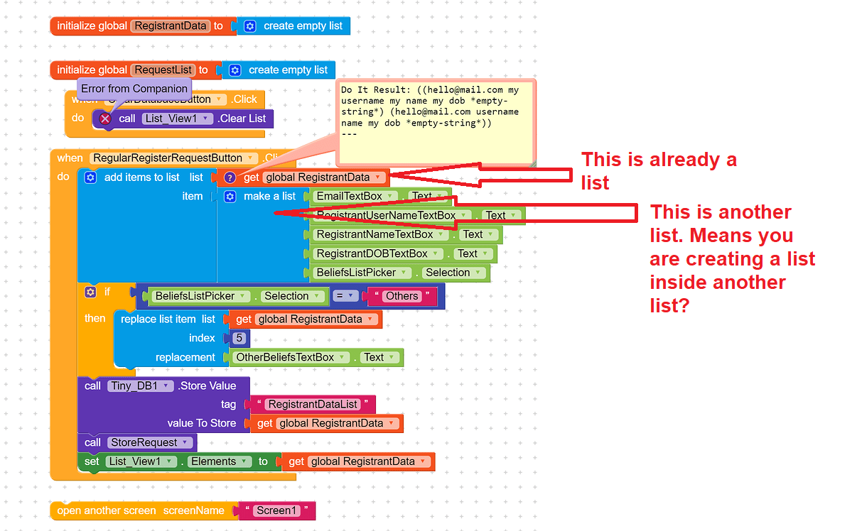 Why can I not clear list of TinyDB? - Discuss - Kodular Community