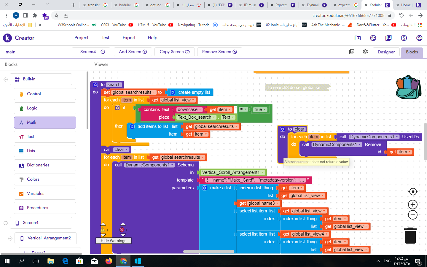 Expected a unique ID, got 'card_1. Error dynamic component - Discuss - Kodular Community