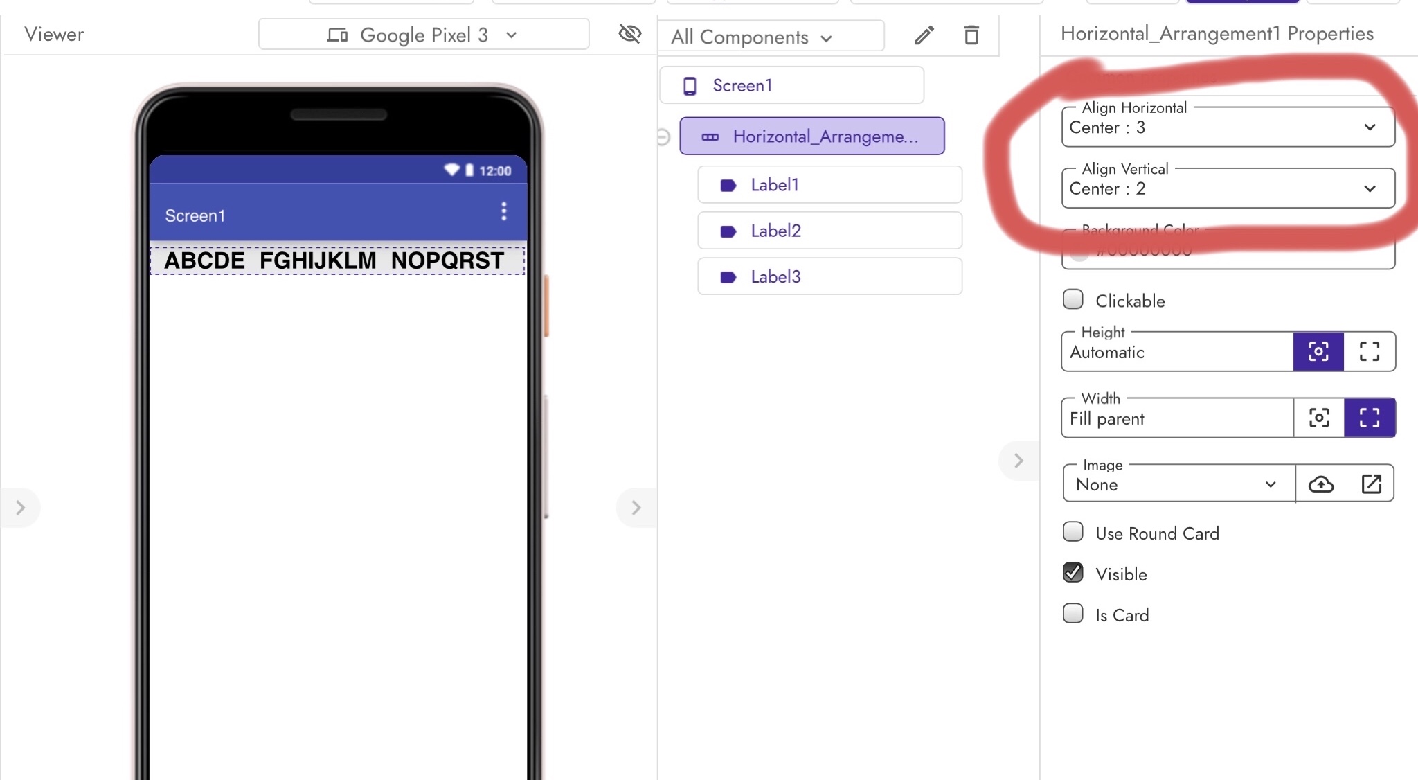 How to center components vertical inside a horizontal arrangement? - Discuss - Kodular Community