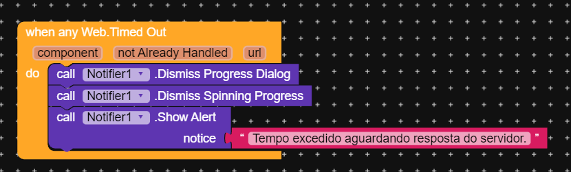 Web Component Timeout When Any Webtimed Out Hide Url In The Alert Discuss Kodular