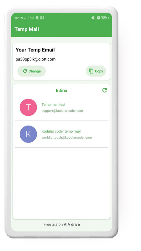 [Free] Temp mail aia - Koded Apps - Kodular Community