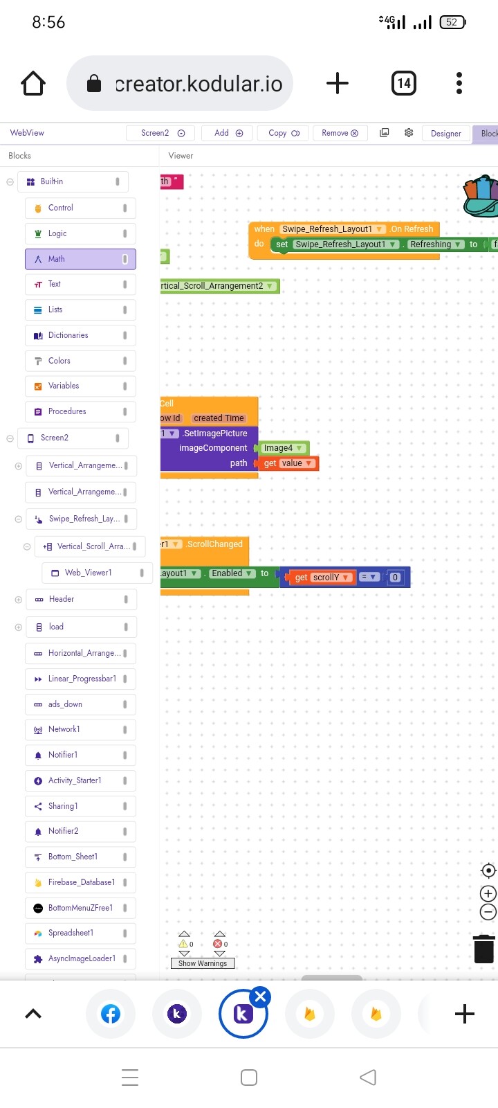 Swipe refresh layout error in webview - Bugs - Kodular Community