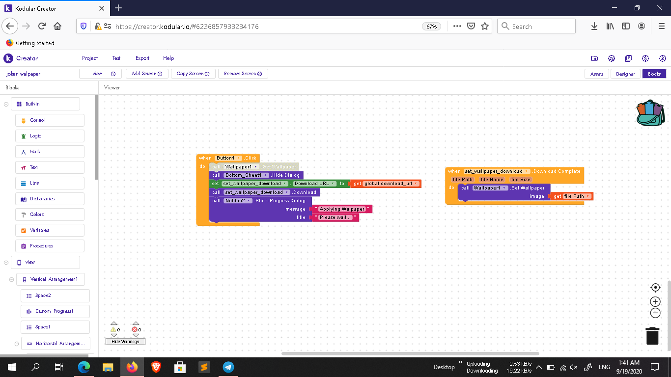 Bug in wallpaper component - Bugs - Kodular Community