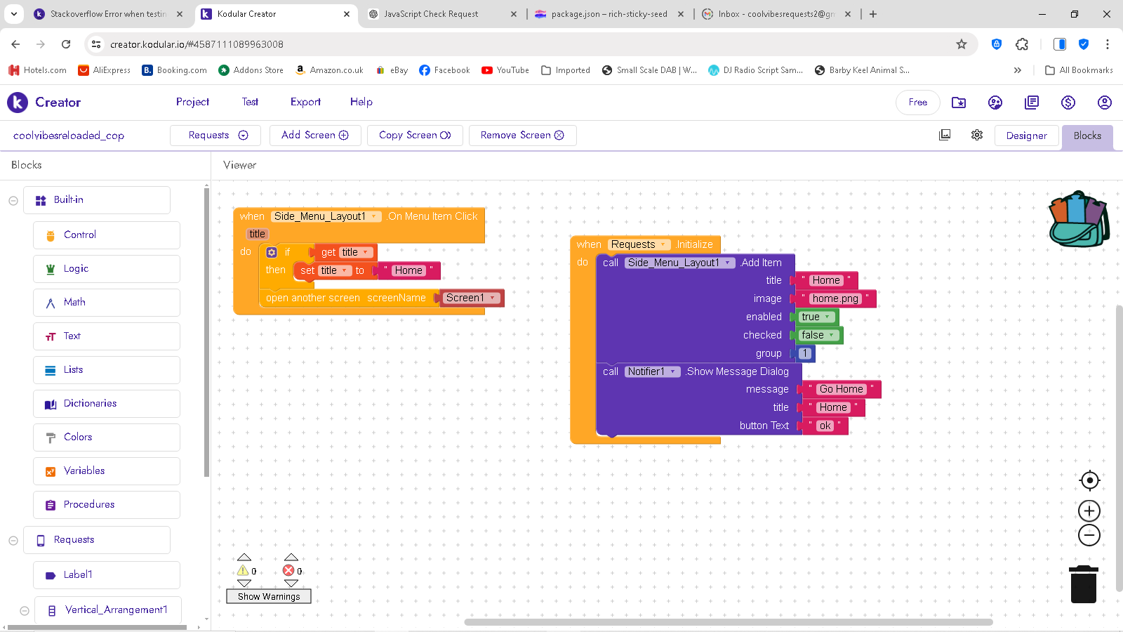 Stackoverflow Error when testing button in app - Discuss - Kodular ...