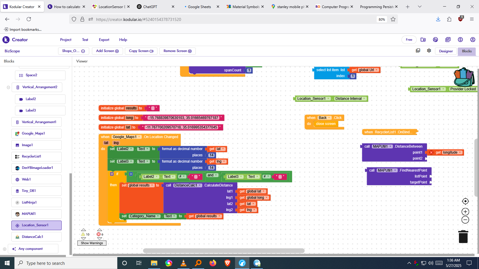 How to calculate distance between user's location and a fixed coordinate? - Discuss - Kodular ...