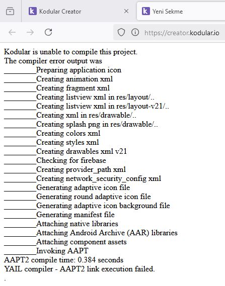I have a building error? AAPT2 link execution failed - Bugs - Kodular Community