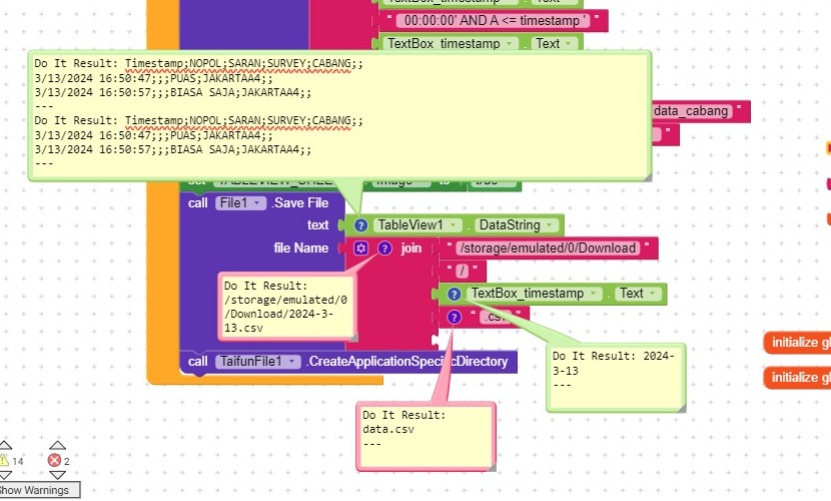 Help me to export data on tableview to csv on android - Discuss - Kodular Community