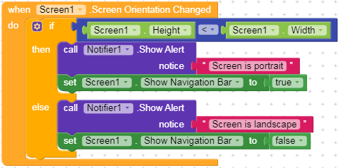 Hide navigation bar when screen orientation changes - Discuss - Kodular Community