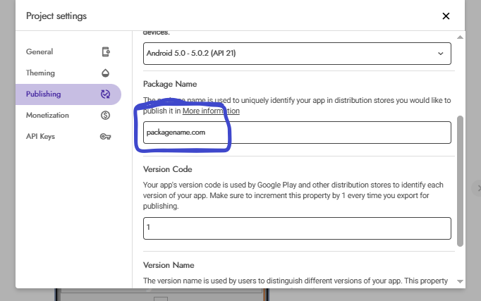 WARN: Could not find a valid packagename for this app, ERROR: There was ...