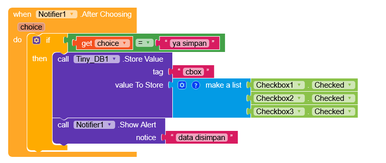 Checkbox, i dont know to create tinydb for checkbox - Discuss - Kodular Community