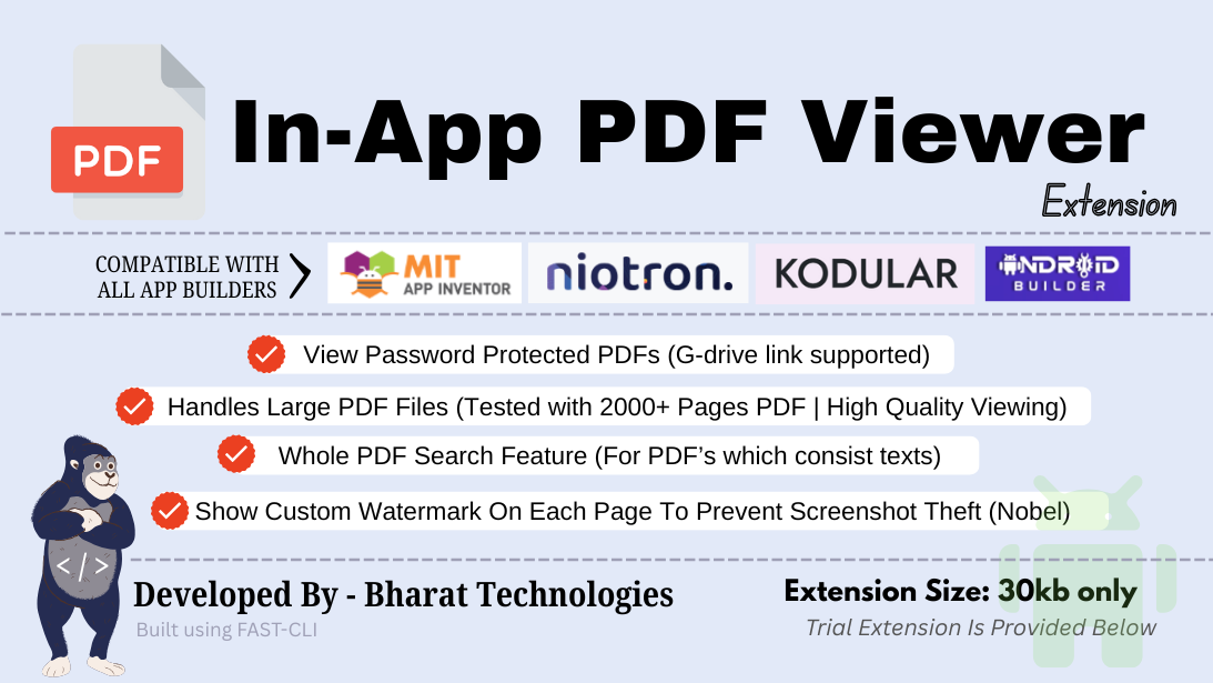 [Paid] In-app PDF Viewer Extension (Password Protected PDFs, Big PDFs, HQ, Search, Customized ...