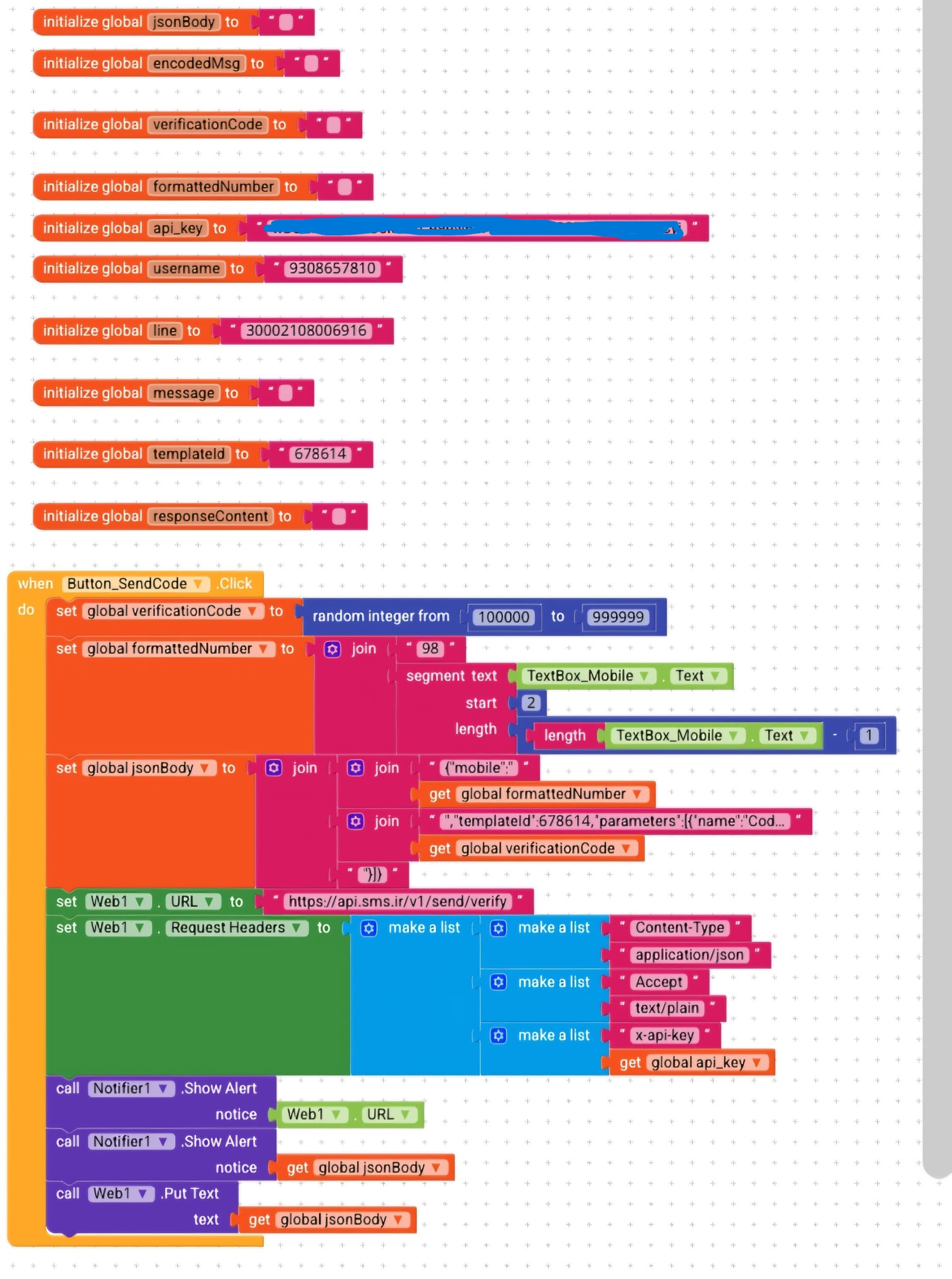 Error in JSON request to SMS.ir API - Discuss - Kodular Community