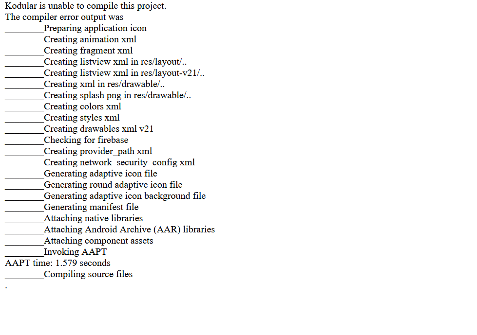 Kodular Compiler Issue, stuck at compiling source files - Discuss - Kodular Community