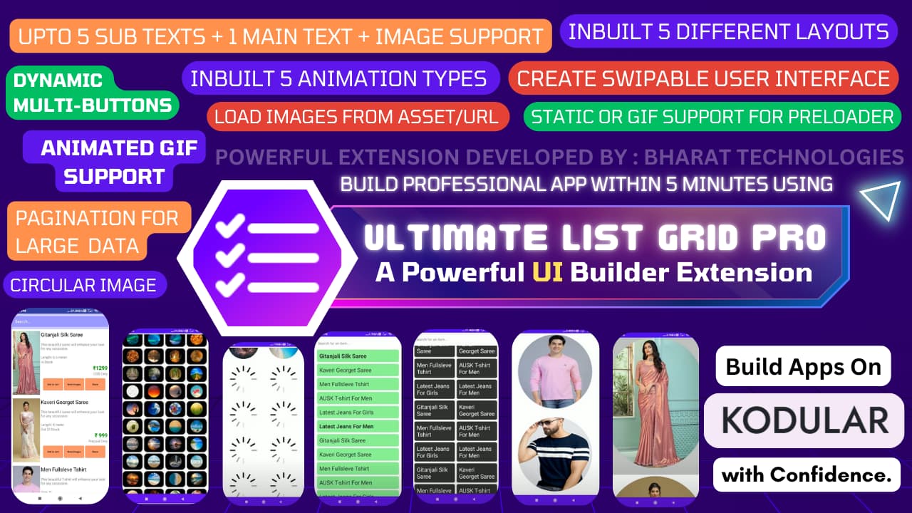 [Paid $4] List Grid Pro Extension - Dynamic Multi-buttons, GIF Animation, 5 Layout Styles, 5 Sub ...